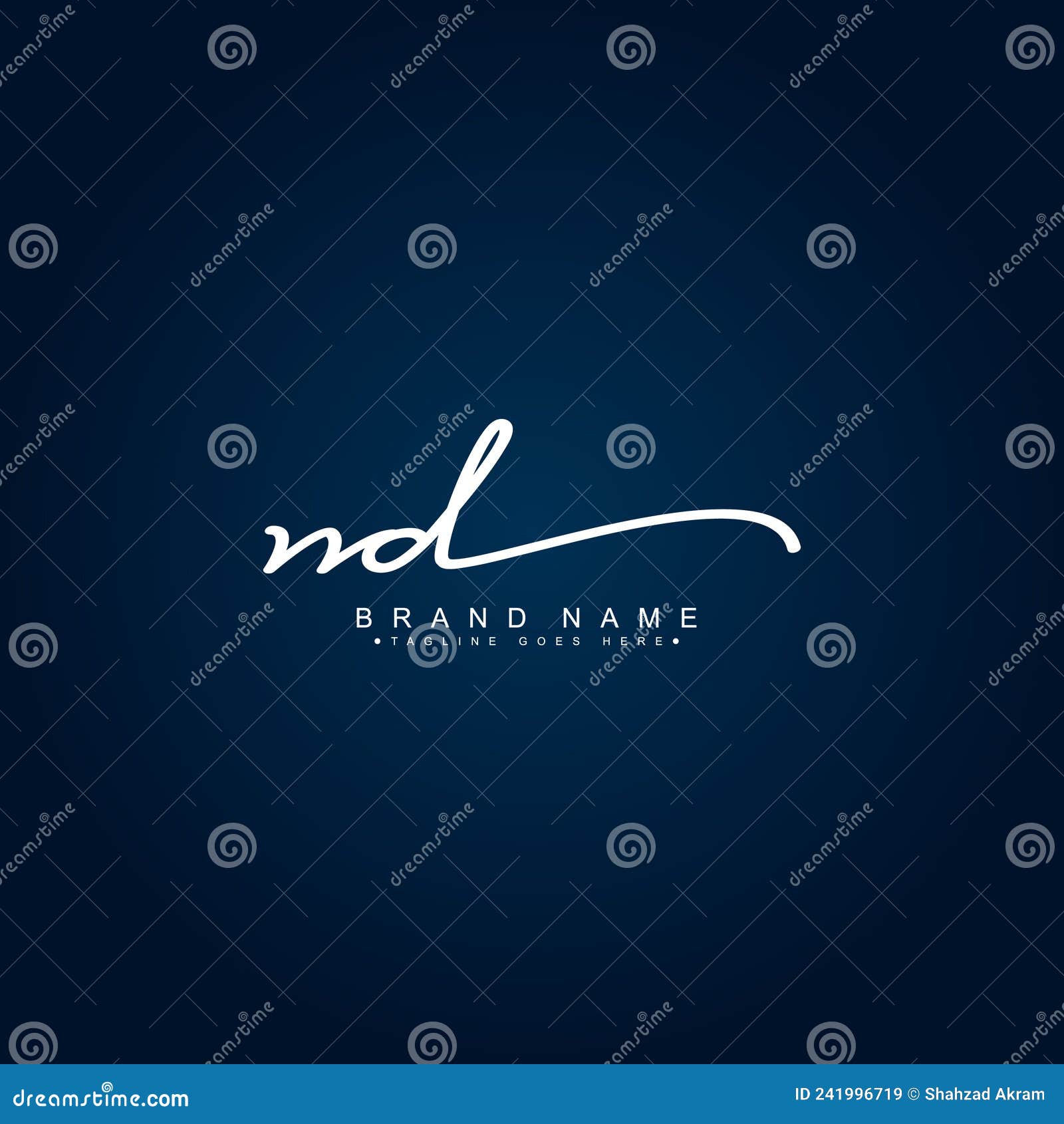 Initial Letter ND Logo - Hand Drawn Signature Style Logo Stock Vector ...