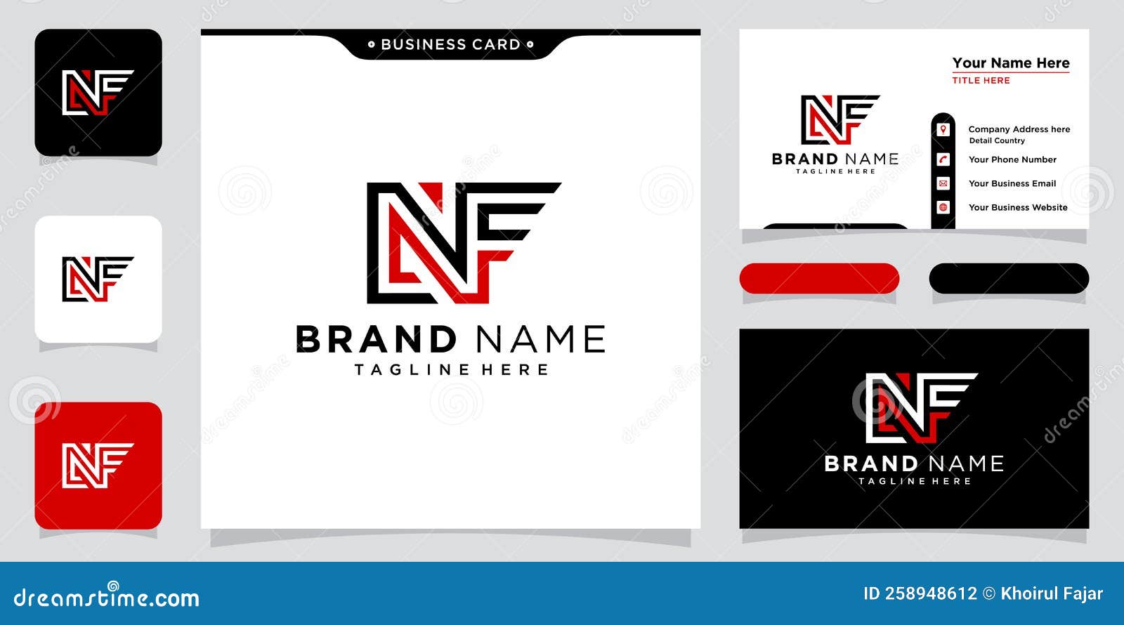 Initial Letter NF Logo Design Template Vector Stock Vector ...