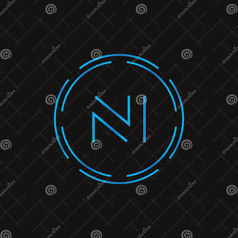Initial Letter NI Logo Design Vector Template. Digital Abstract NI ...