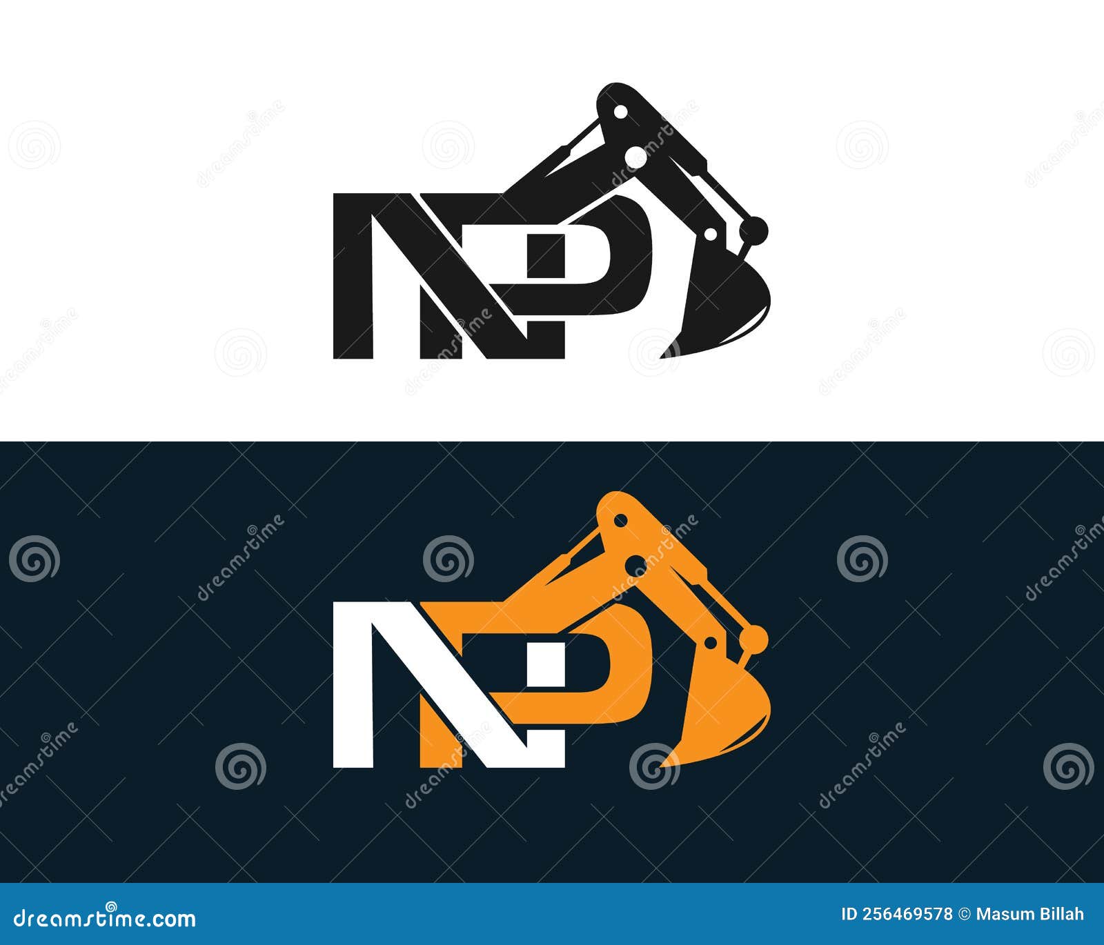 Initial Letter NP Excavator Logo Design Concept. Stock Vector ...