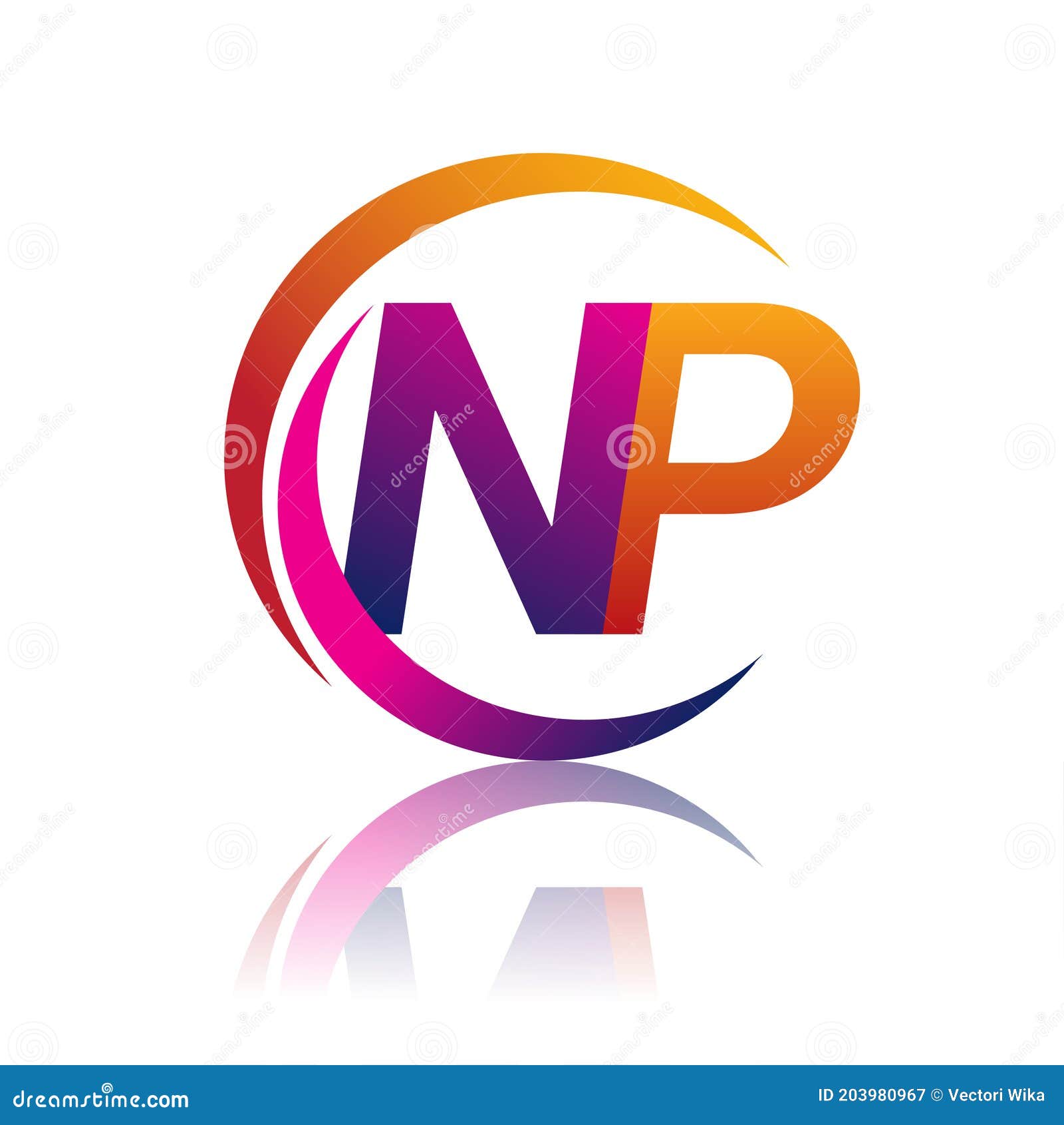 Initial Letter NP Logotype Company Name Orange And Magenta Color On ...
