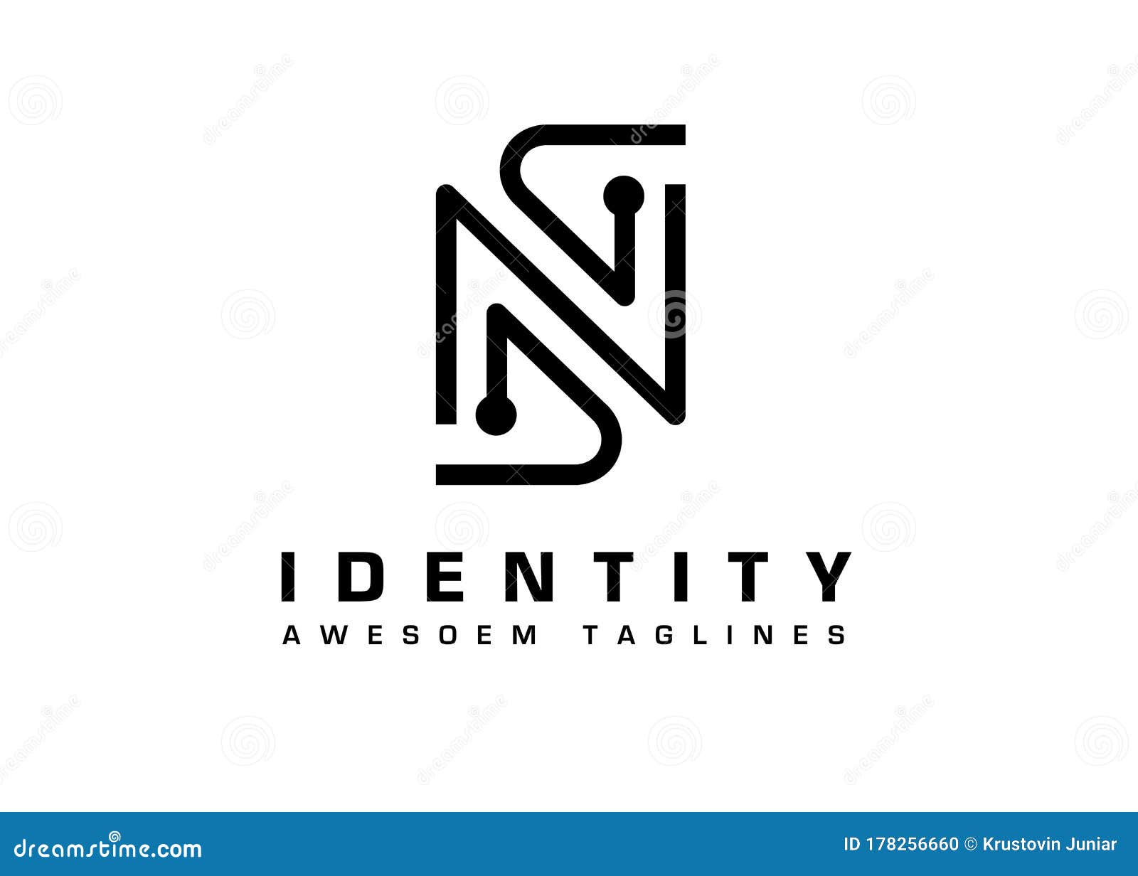 Initial Letter Ns Digital Tech Logo Vector Stock Vector - Illustration ...