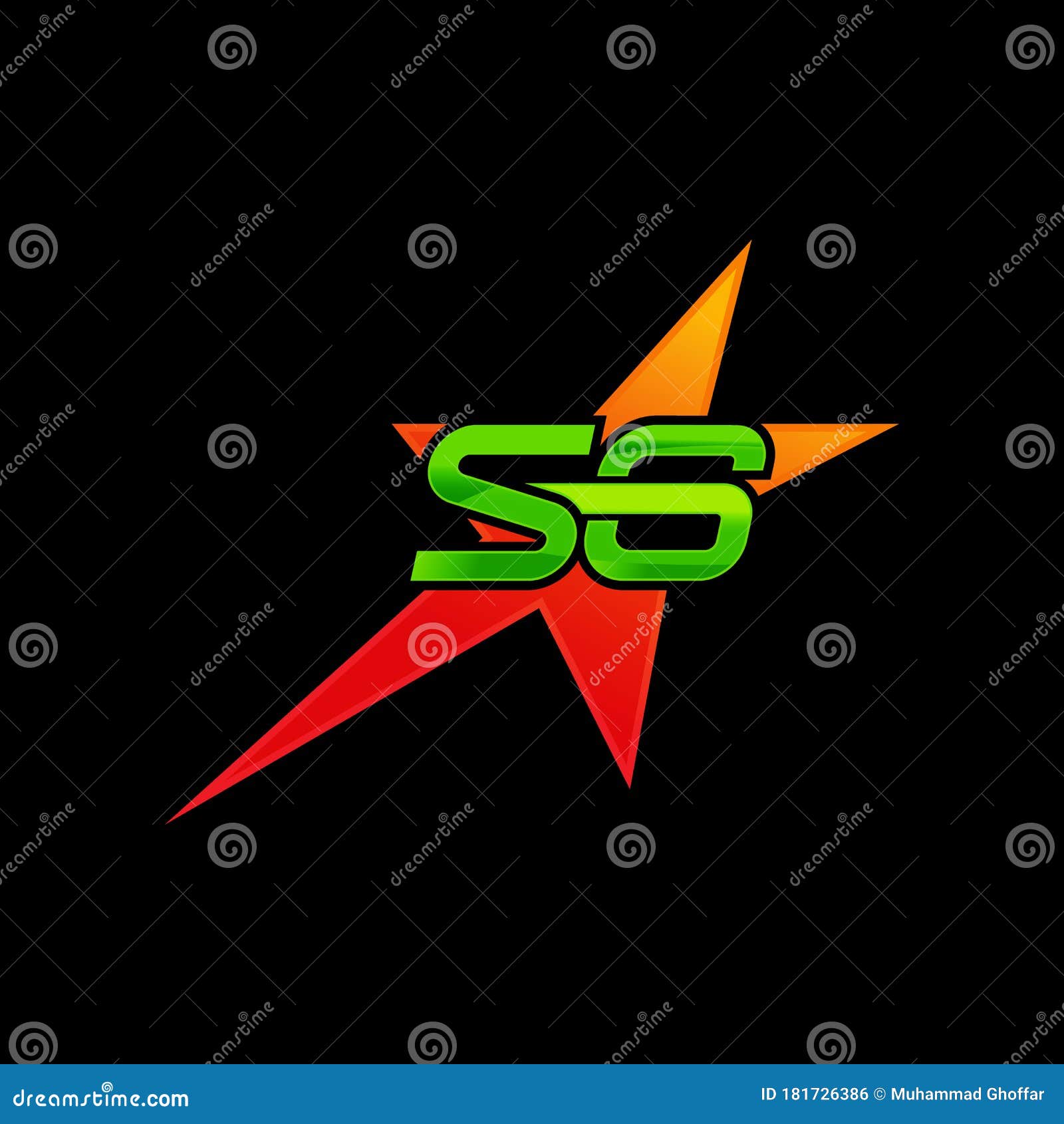 Initial Letter and Number Logo, S and 6, S6, 6S, Negative Space Bright ...