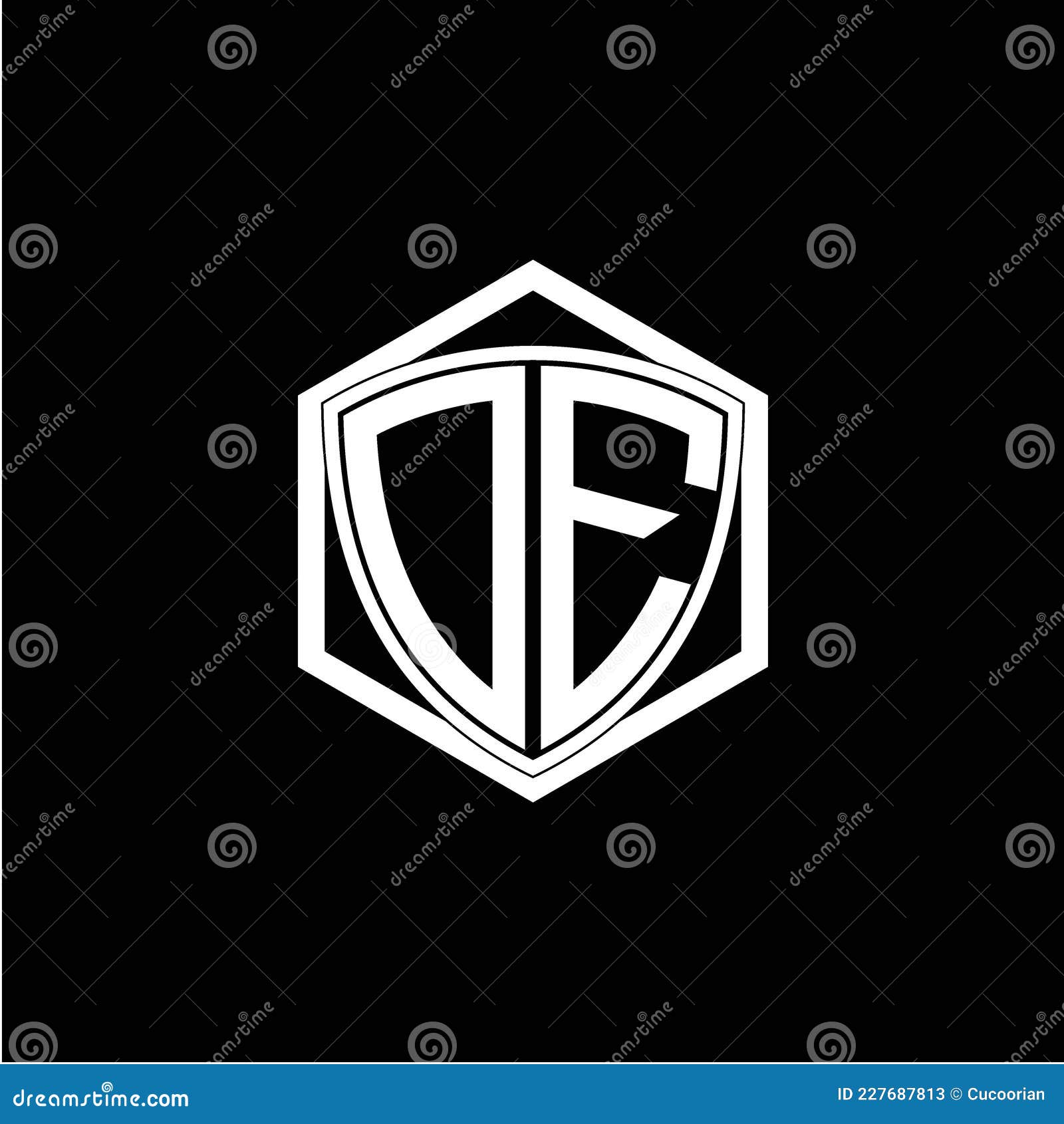 Initial Letter O E Shield with Hexagon Frame Stock Illustration ...