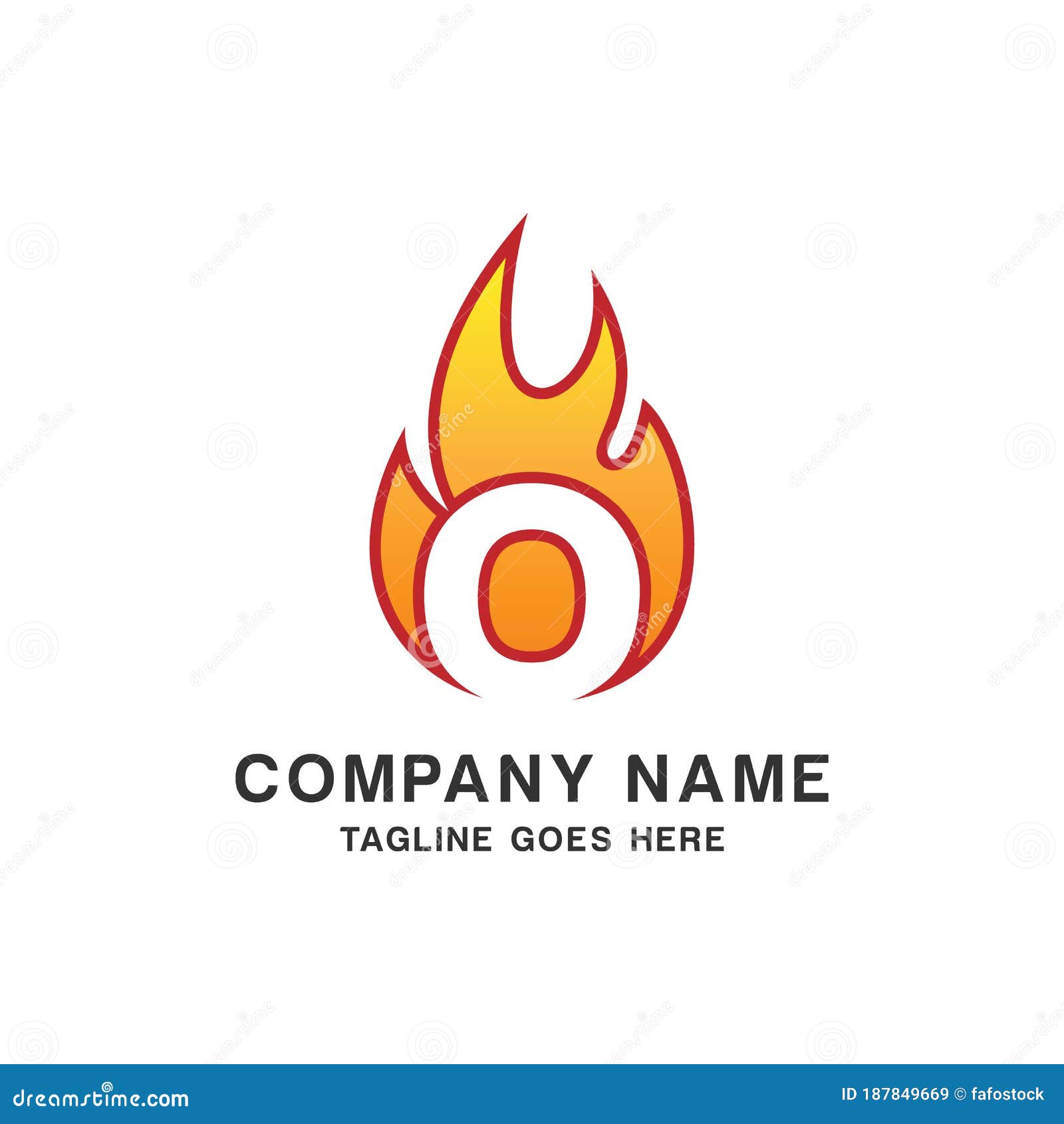 Initial Letter O with Flame Fire Logo Design Template Stock Vector ...
