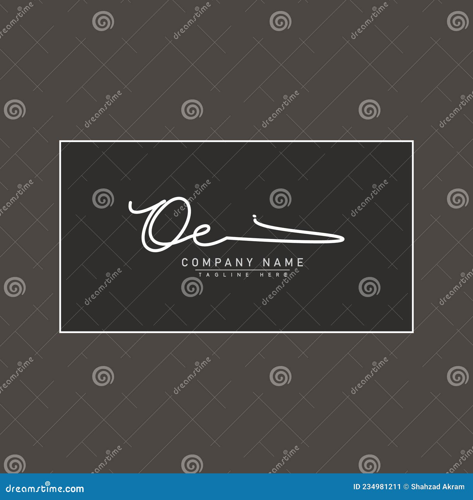 Initial Letter OE Logo - Handwritten Signature Style Logo Stock Vector ...