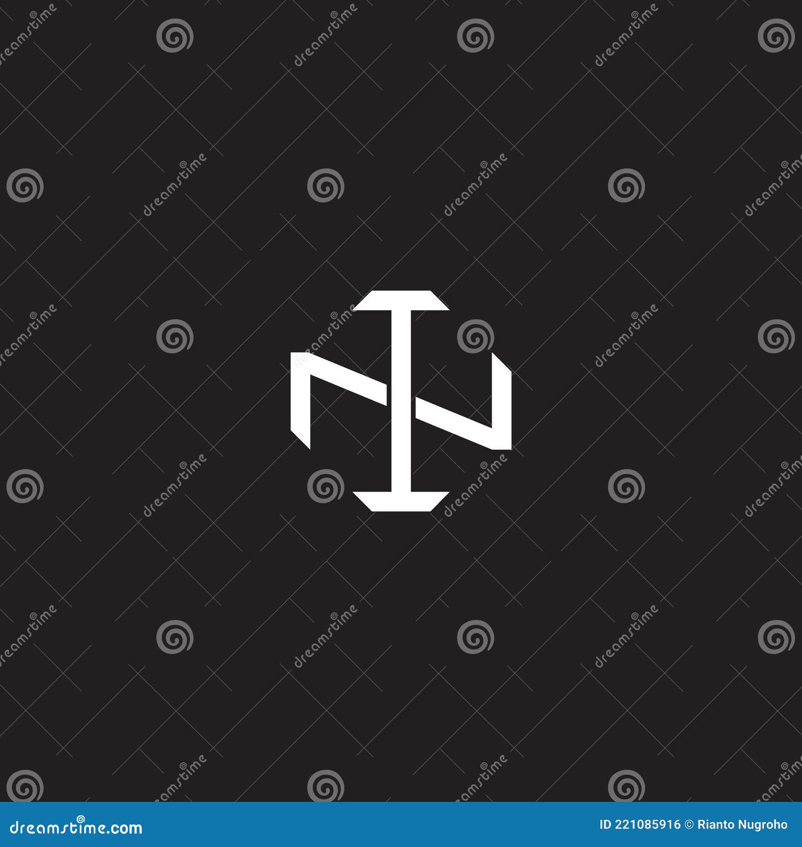 In Initial Letter Overlapping Interlock Logo Monogram Line Art Style ...