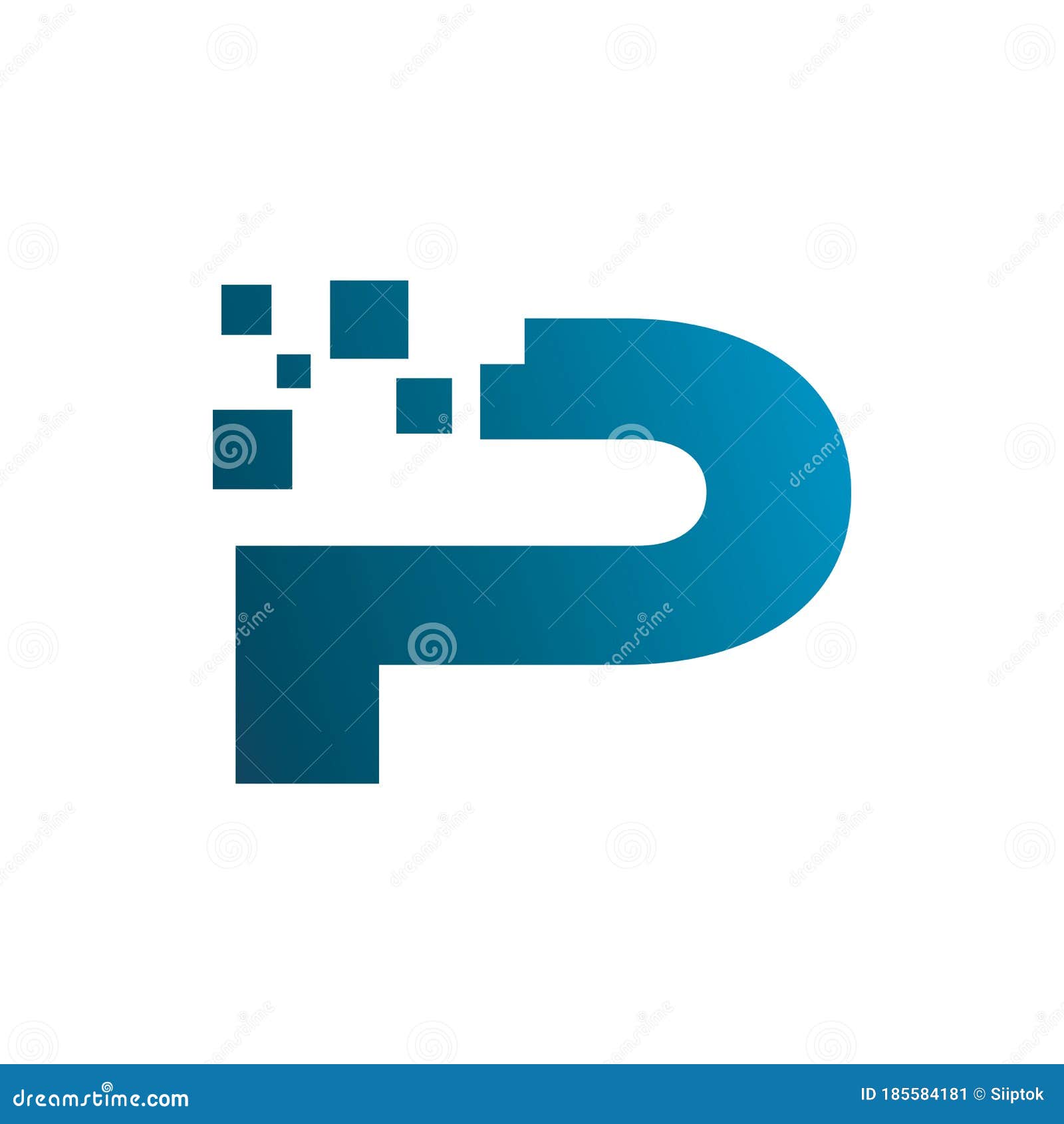 Initial Letter P Digital Pixel Logo Design Stock Illustration ...