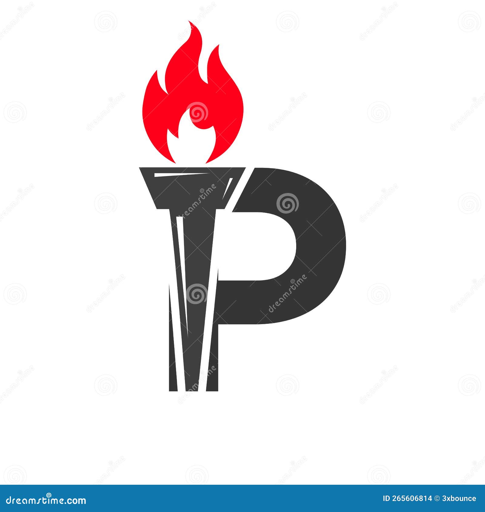Initial Letter P Fire Torch Concept with Fire and Torch Icon Vector ...