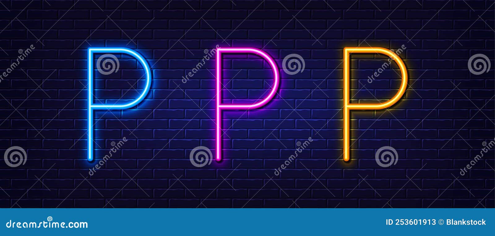 Initial Letter P Icon. Line Typography Character Sign. Neon Light Line ...