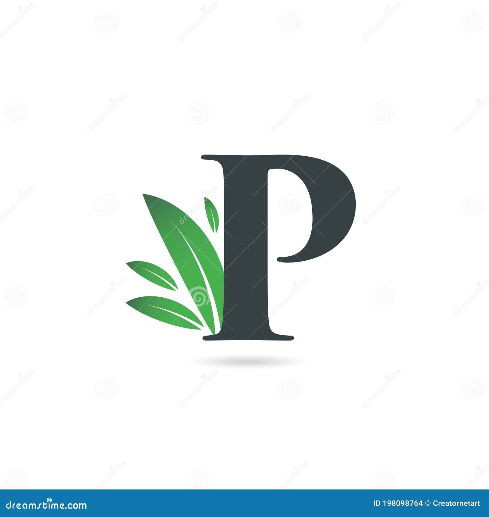 Initial Letter P Leaf Logo stock vector. Illustration of icon - 198098764