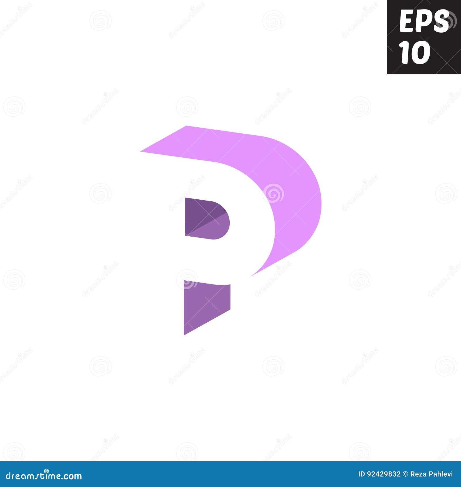 Initial Letter P Lowercase Logo Design Template Block Violet Purple ...