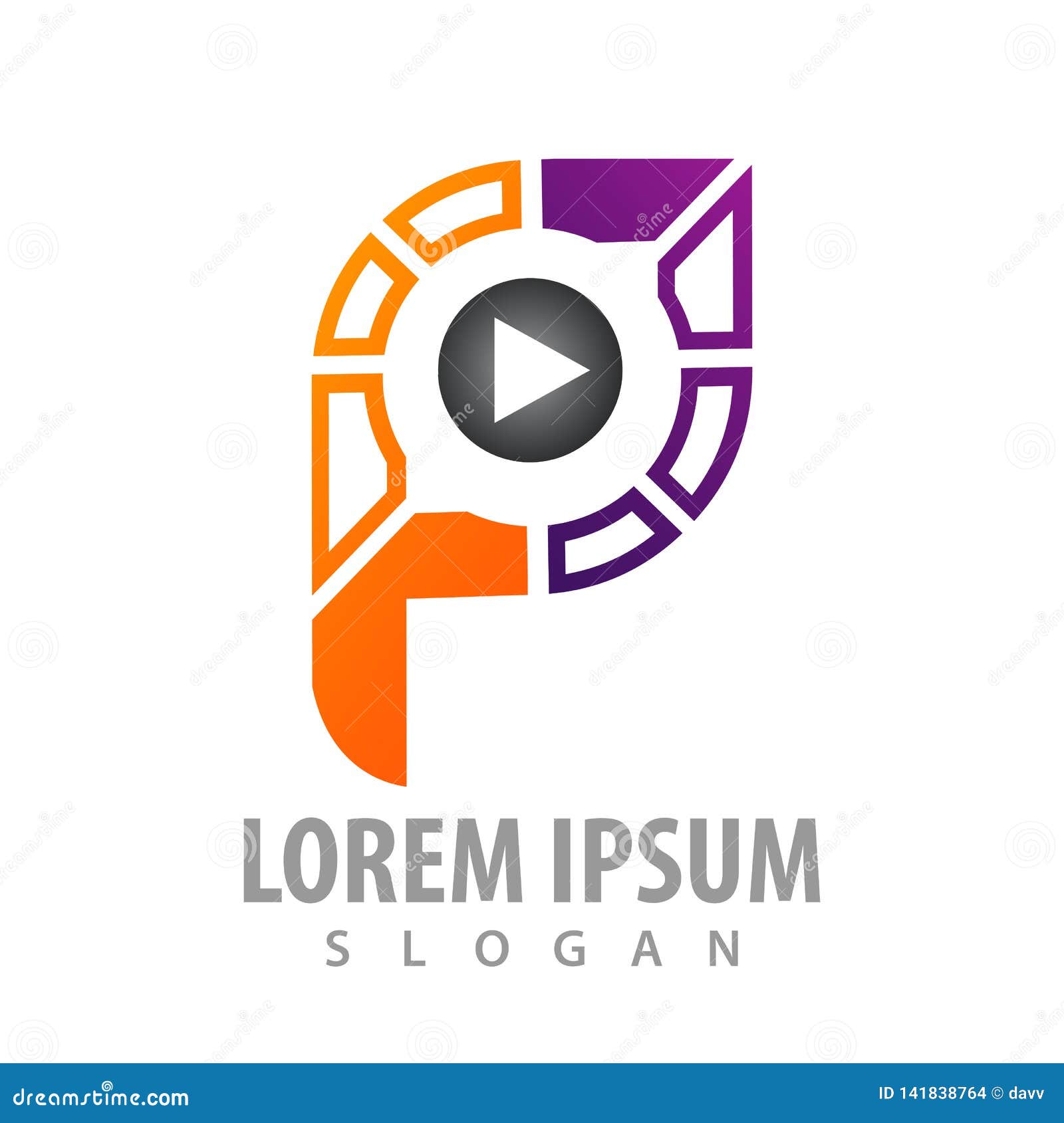 Initial Letter P with Media Play Logo Concept Design. Symbol Graphic ...