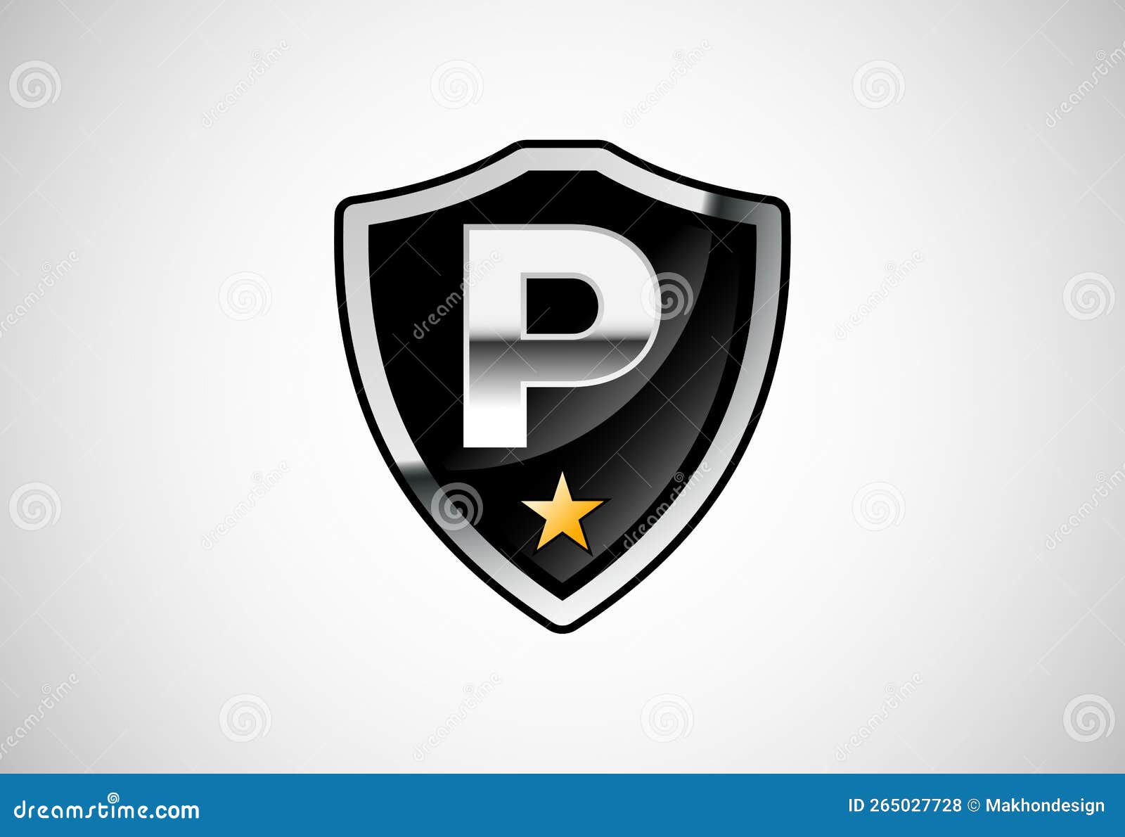 Initial Letter P with Shield Icon Logo Design Vector Illustration ...