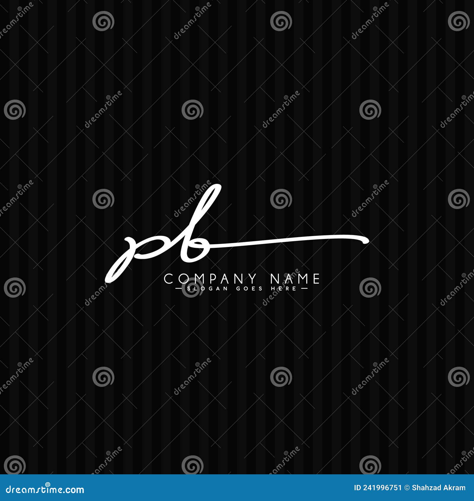 Initial Letter PB Logo - Handwritten Signature Style Logo Stock Vector ...