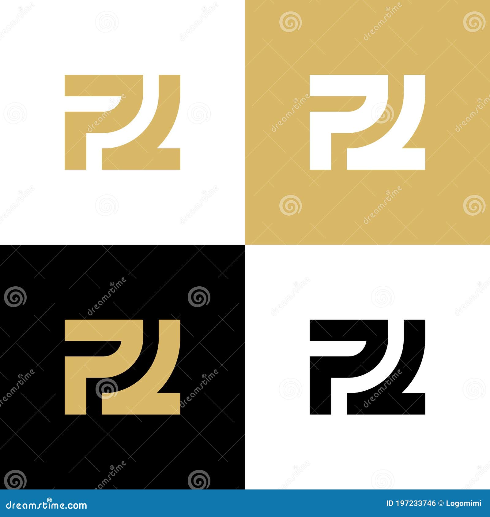 Initial Letter PL Logo Design with Gold Color - Vector Stock Vector ...