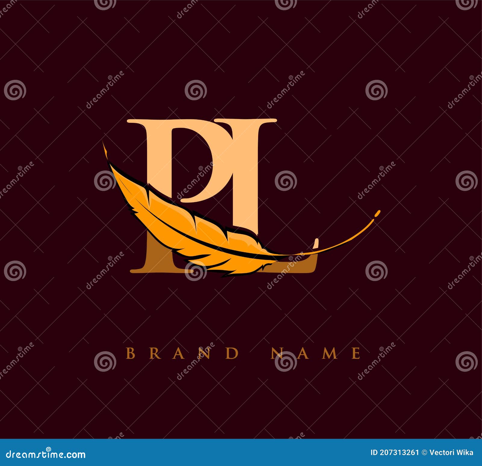 Initial Letter PL Logo with Feather Company Name, Simple and Clean ...