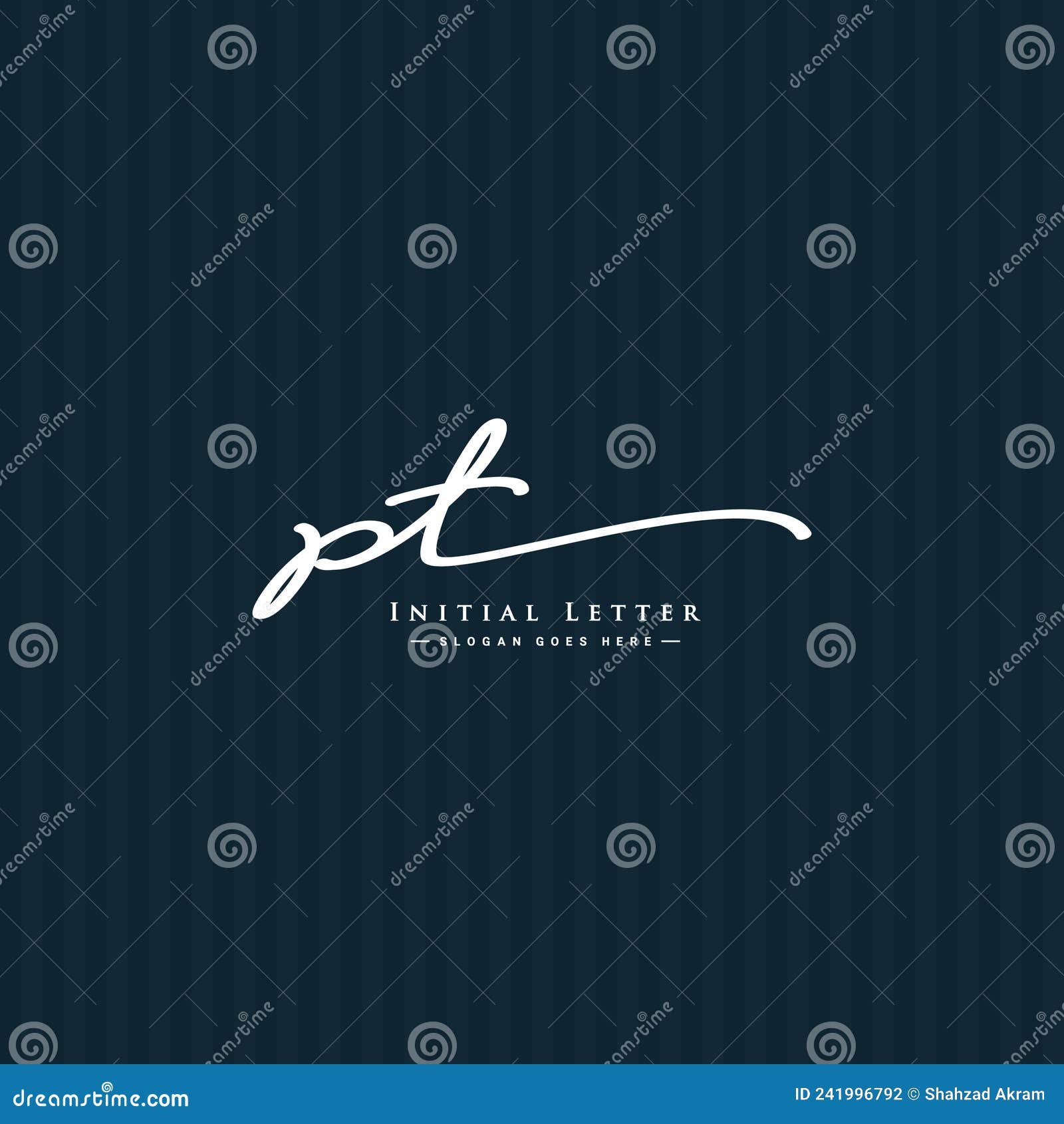 Initial Letter PT Logo - Handwritten Signature Style Logo Stock Vector ...