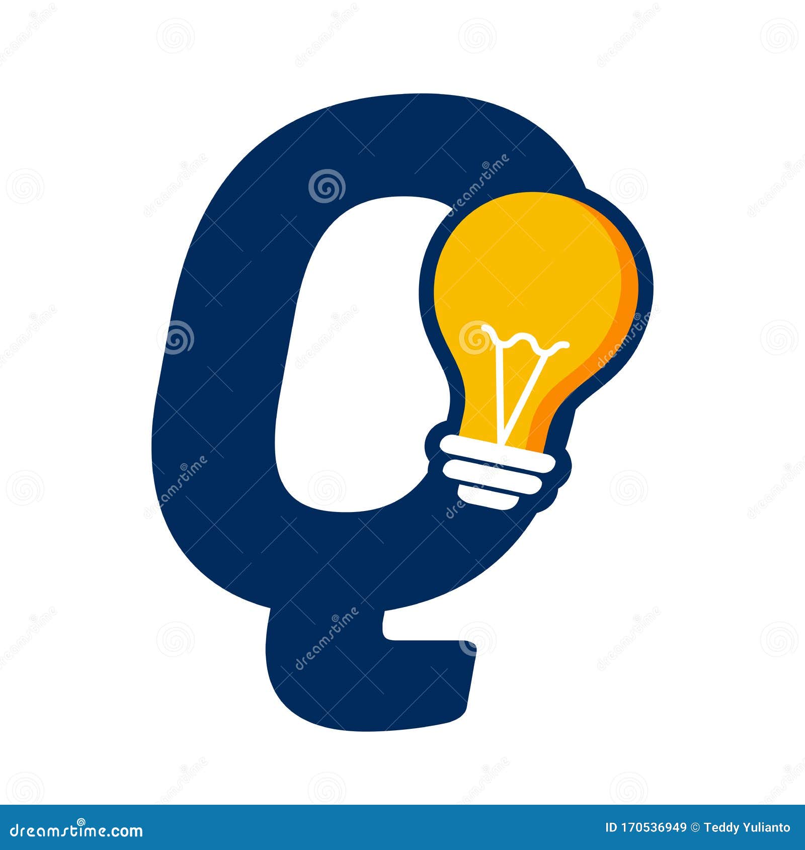 Initial Letter Q Bulb logo stock vector. Illustration of blue - 170536949