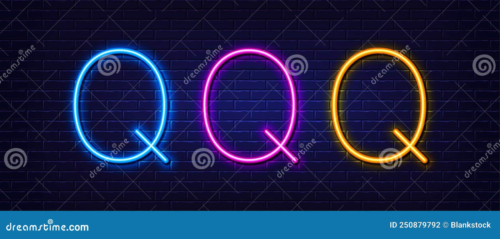 Initial Letter Q Icon. Line Typography Character Sign. Neon Light Line ...