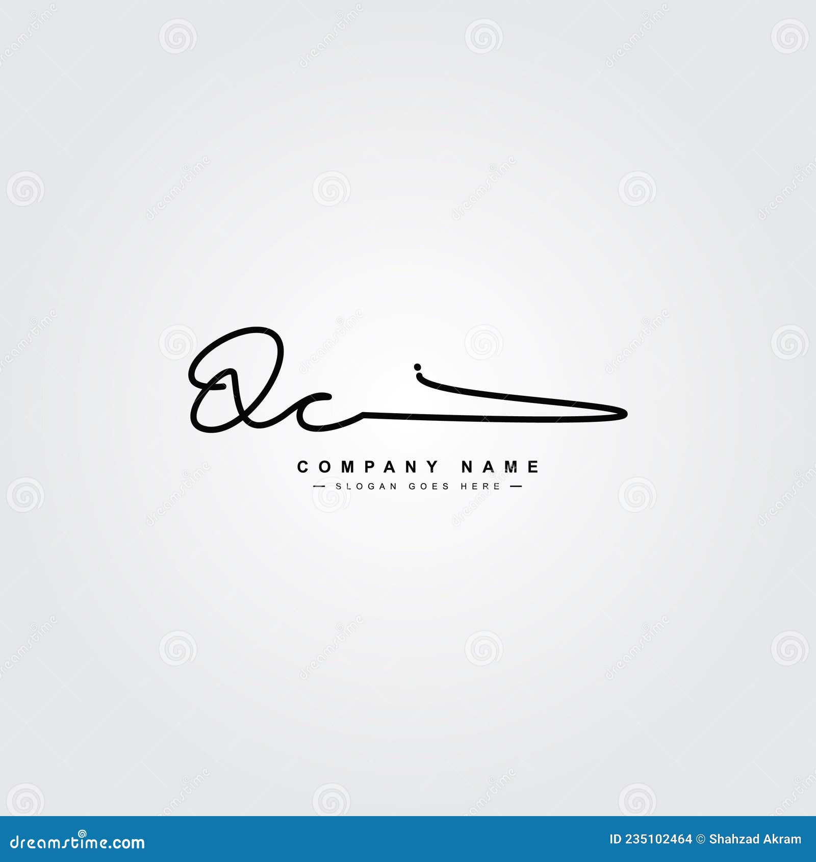 Initial Letter QC Logo - Handwritten Signature Logo Stock Vector ...
