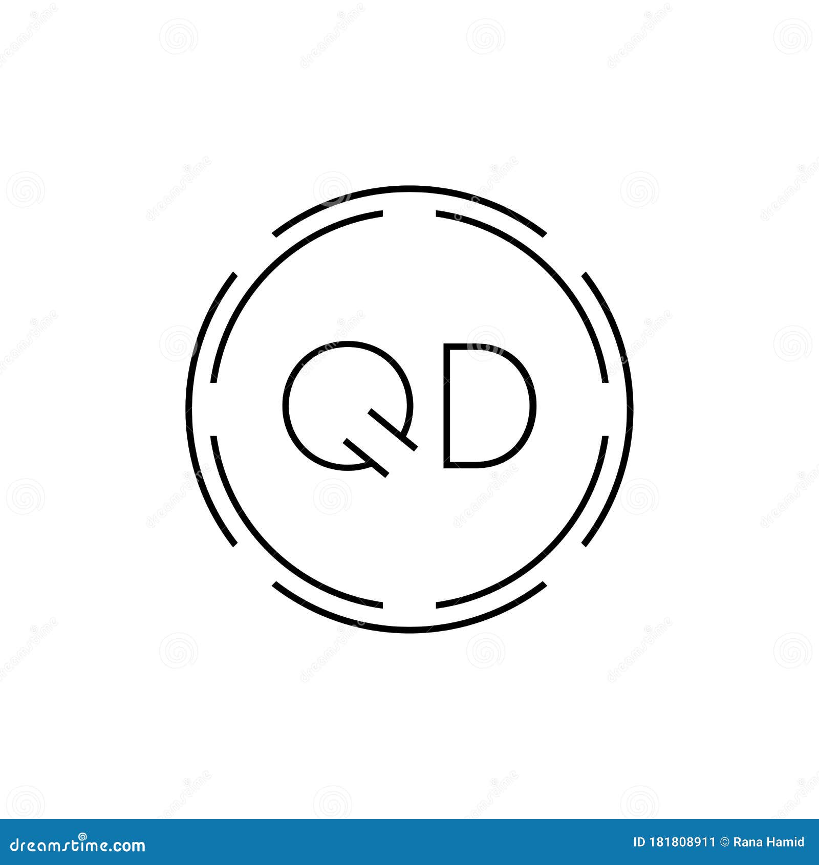 Initial Letter QD Logo Design Vector Template. Digital Abstract Circle ...