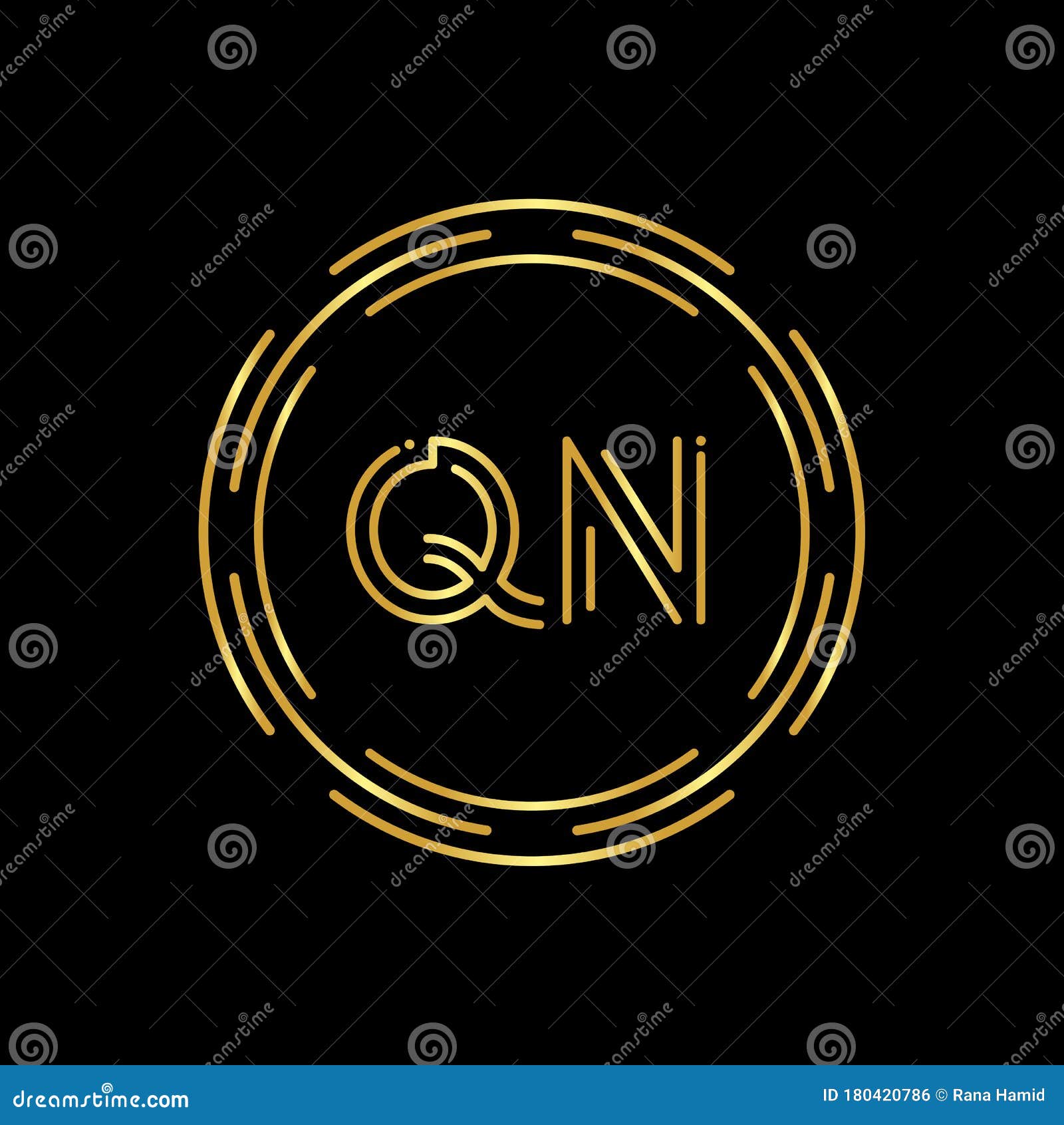Initial Letter QN Logo Design Vector Template. Digital Abstract Circle ...