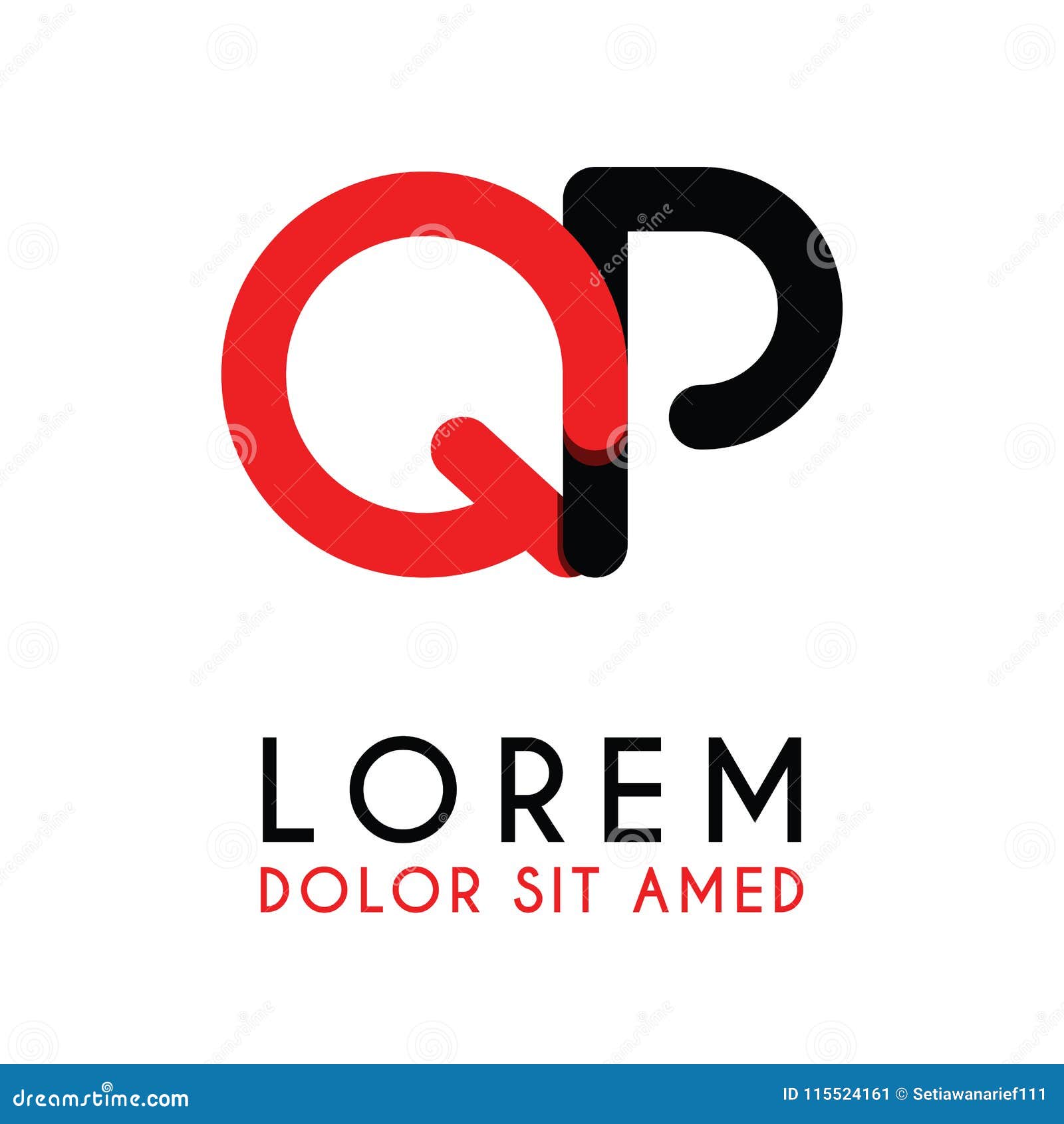 Initial Letter QP with Red Black and Has Rounded Corners Stock Vector ...