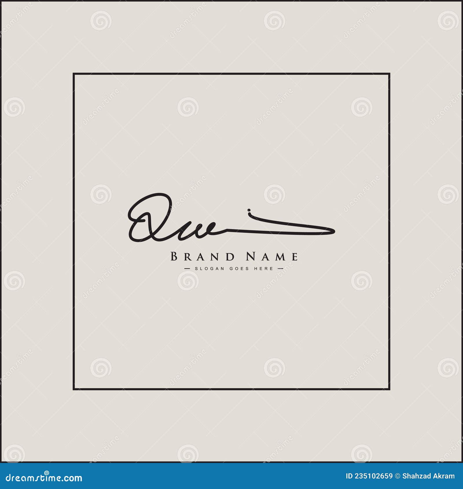 Initial Letter QW Logo - Hand Drawn Signature Logo Stock Vector ...