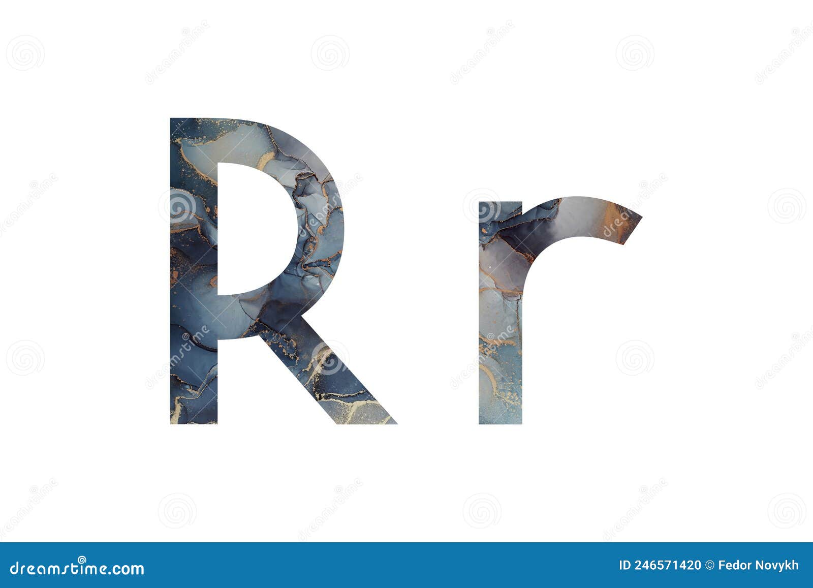 Initial Letter R with Abstract Hand-painted Alcohol Ink Texture Stock ...