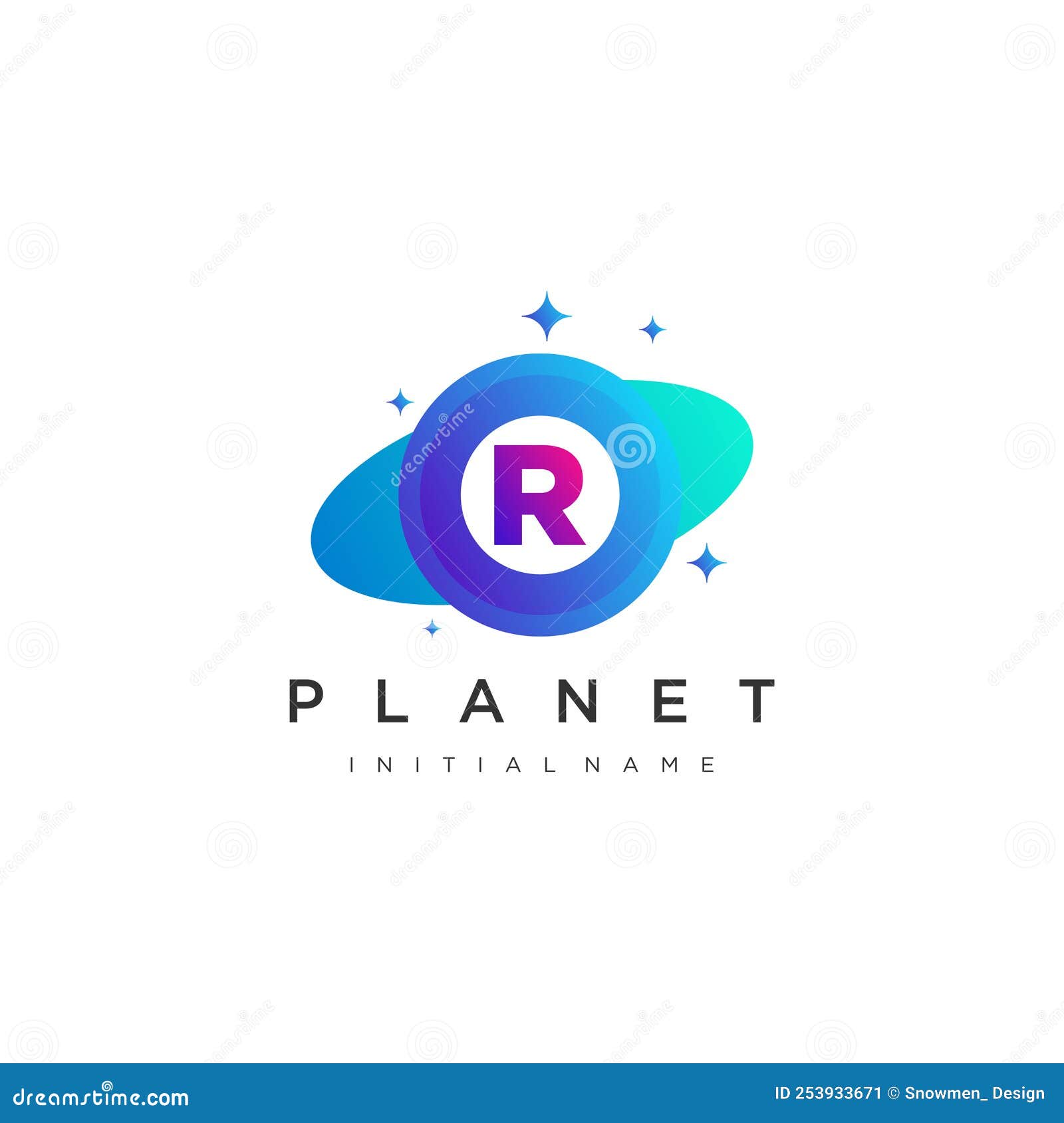 Initial Letter R Circle with Orbit for Planet Stock Vector ...