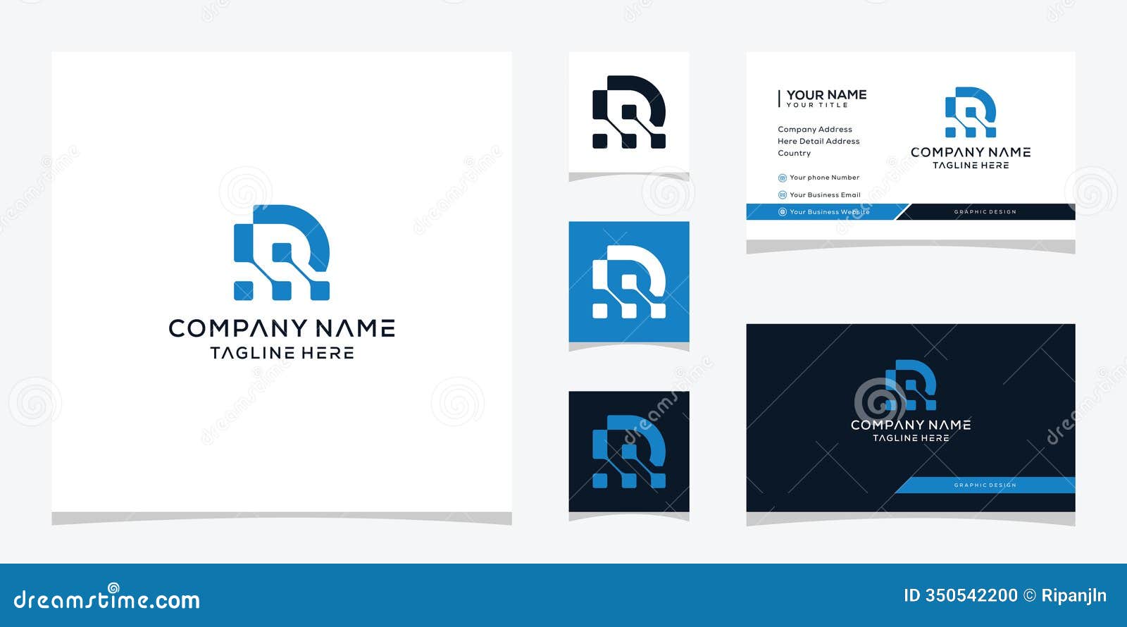Letter R Data Technology Logo Design, Business Card Vector Template ...