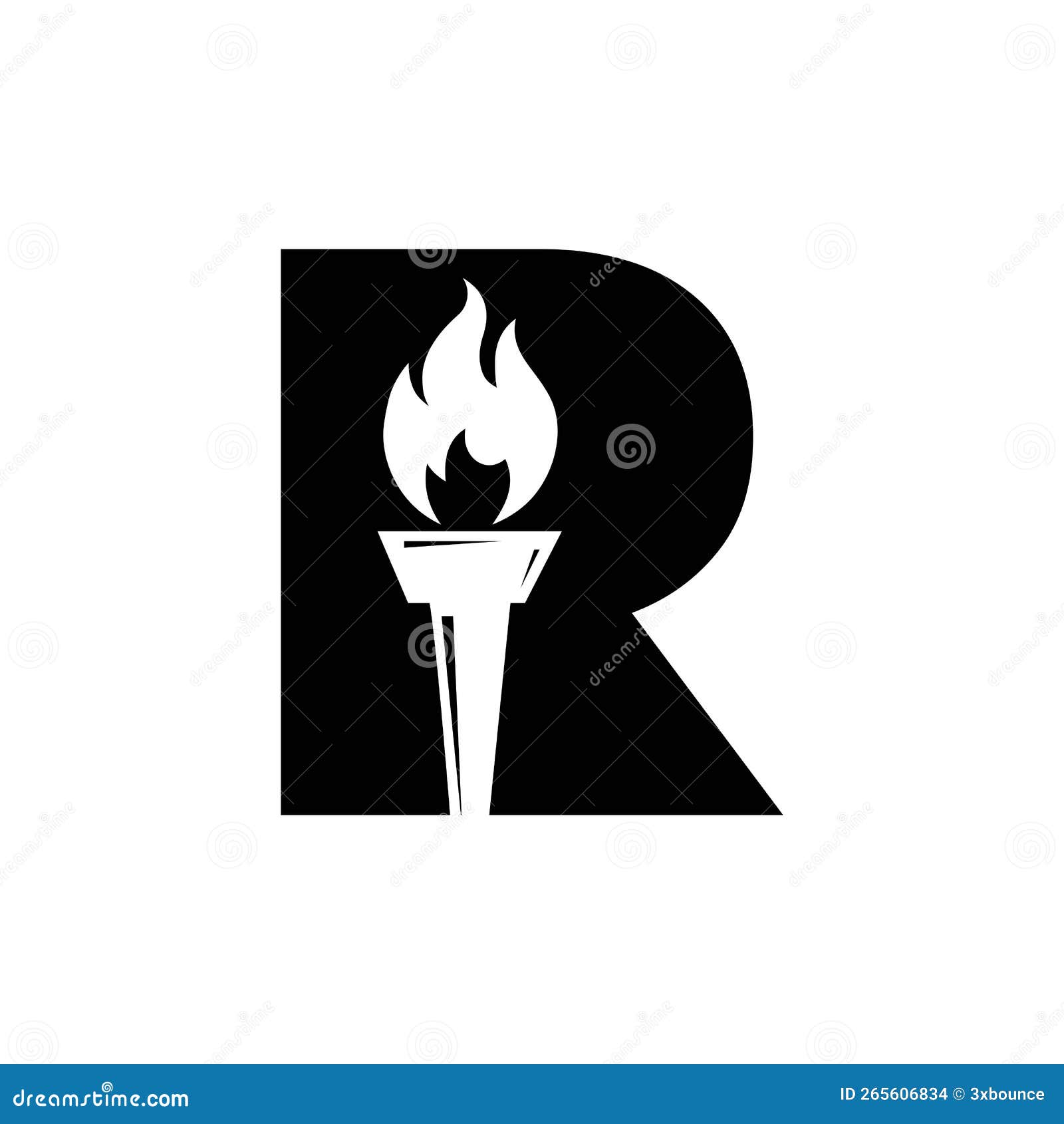 Initial Letter R Fire Torch Concept with Fire and Torch Icon Vector ...