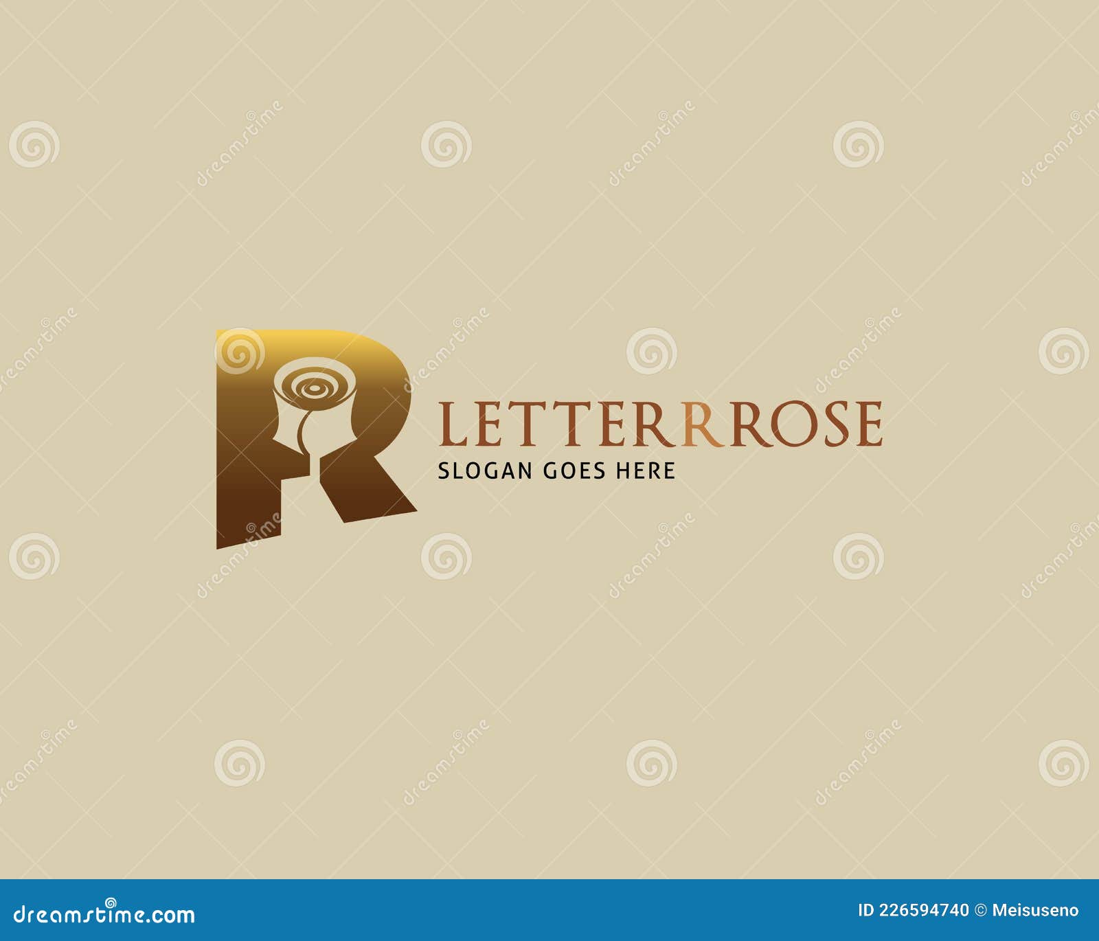 Initial Letter R Golden Rose Vector Logo Design Template Stock Vector ...
