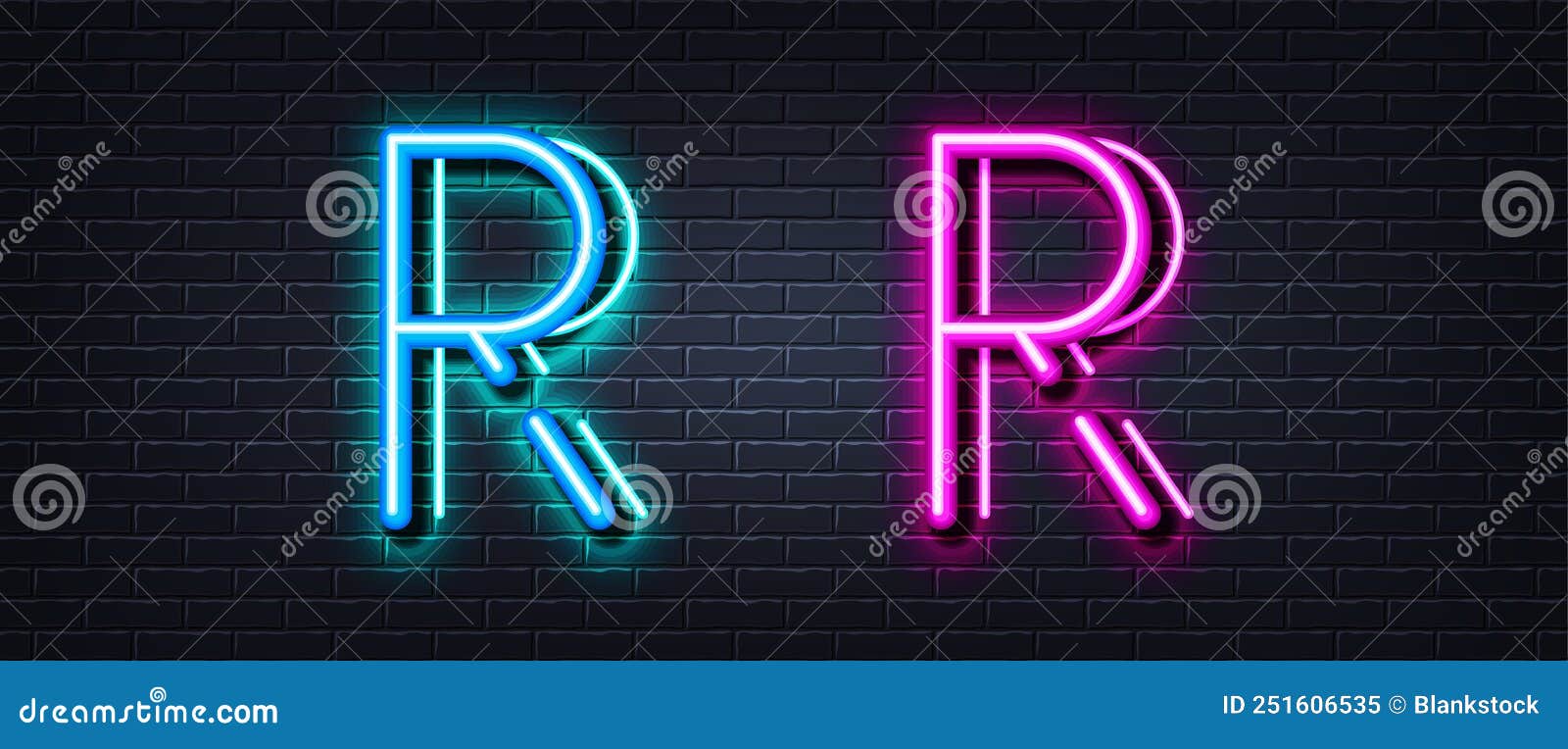 Initial Letter R Icon. Line Typography Character Sign. Neon Light Line ...