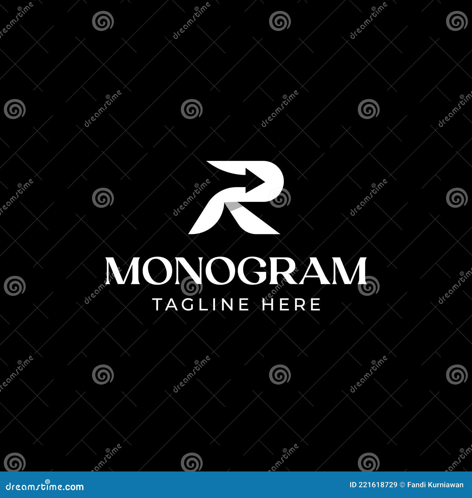 Initial Letter R Monogram Logo Template in Isolated Black Background ...