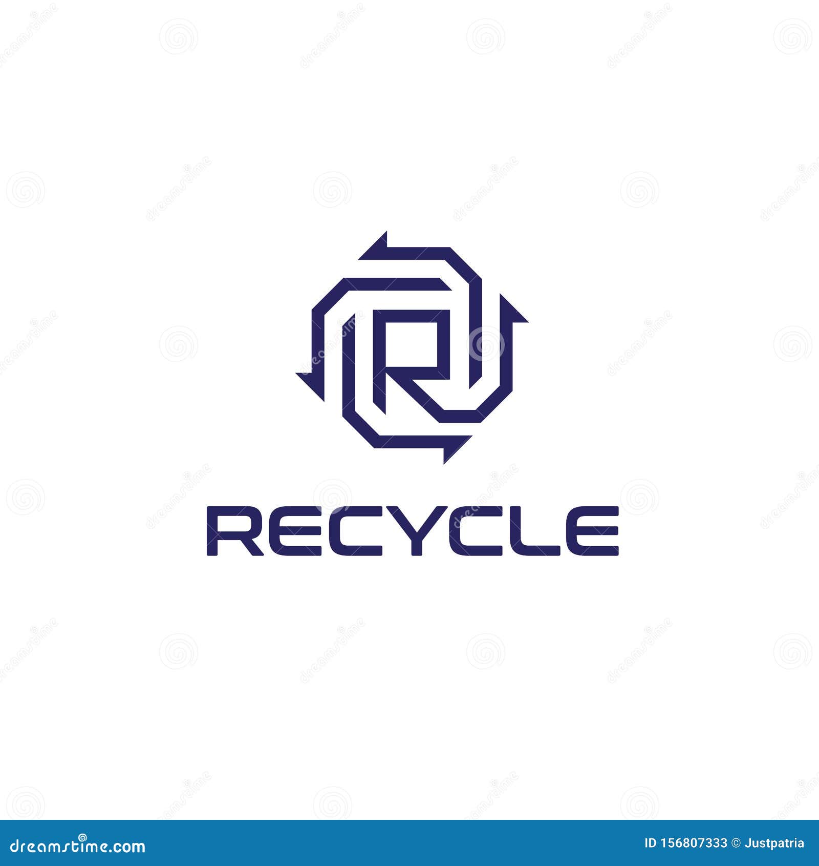 Initial Letter R with Recycle Arrow Logo Design Inspiration Stock ...