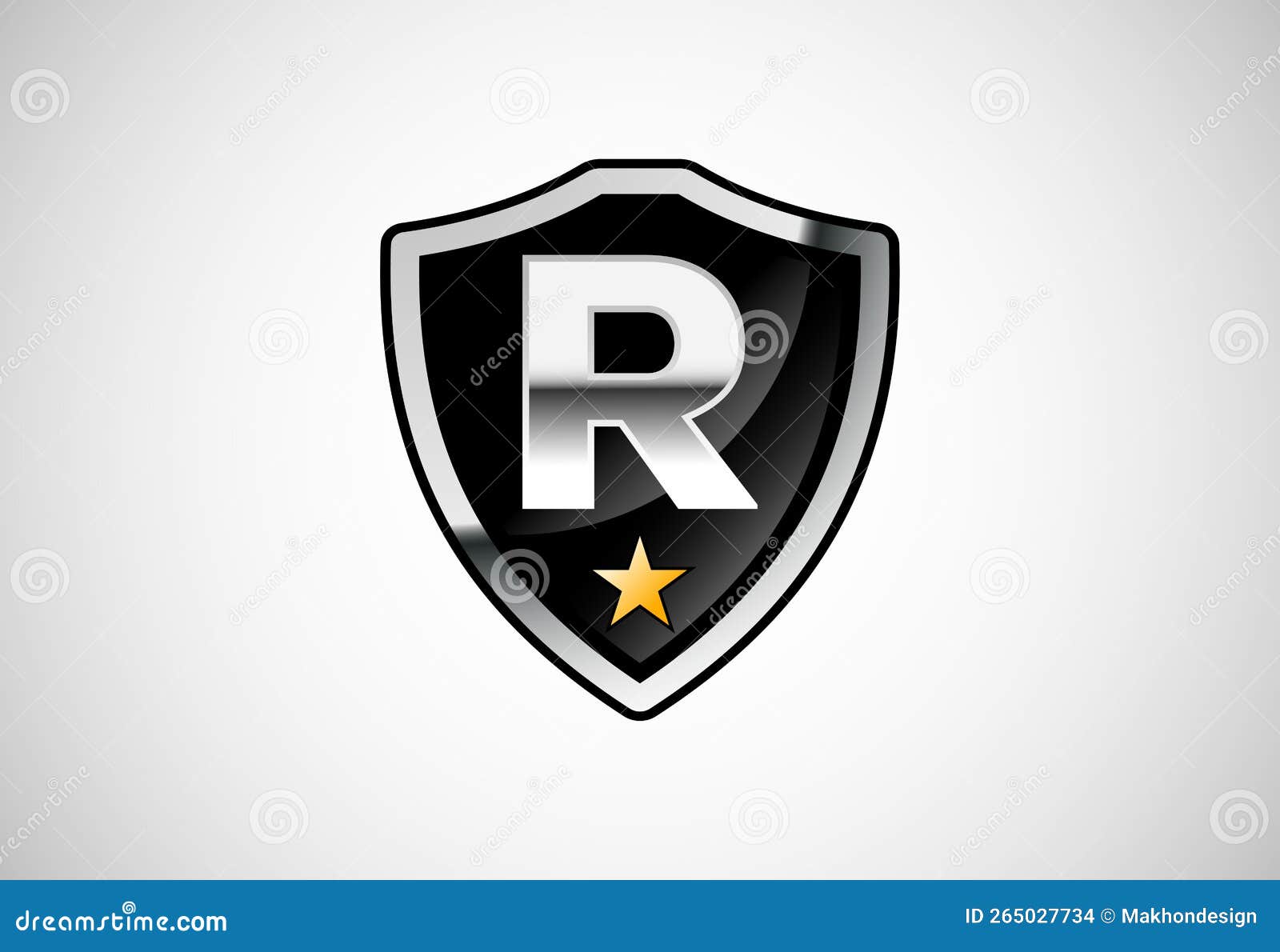 Initial Letter R with Shield Icon Logo Design Vector Illustration ...