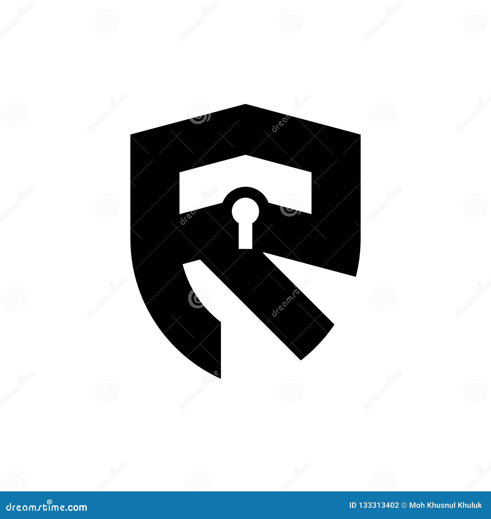 Initial Letter R Shield Security Logo Vector Black Color Stock Vector ...