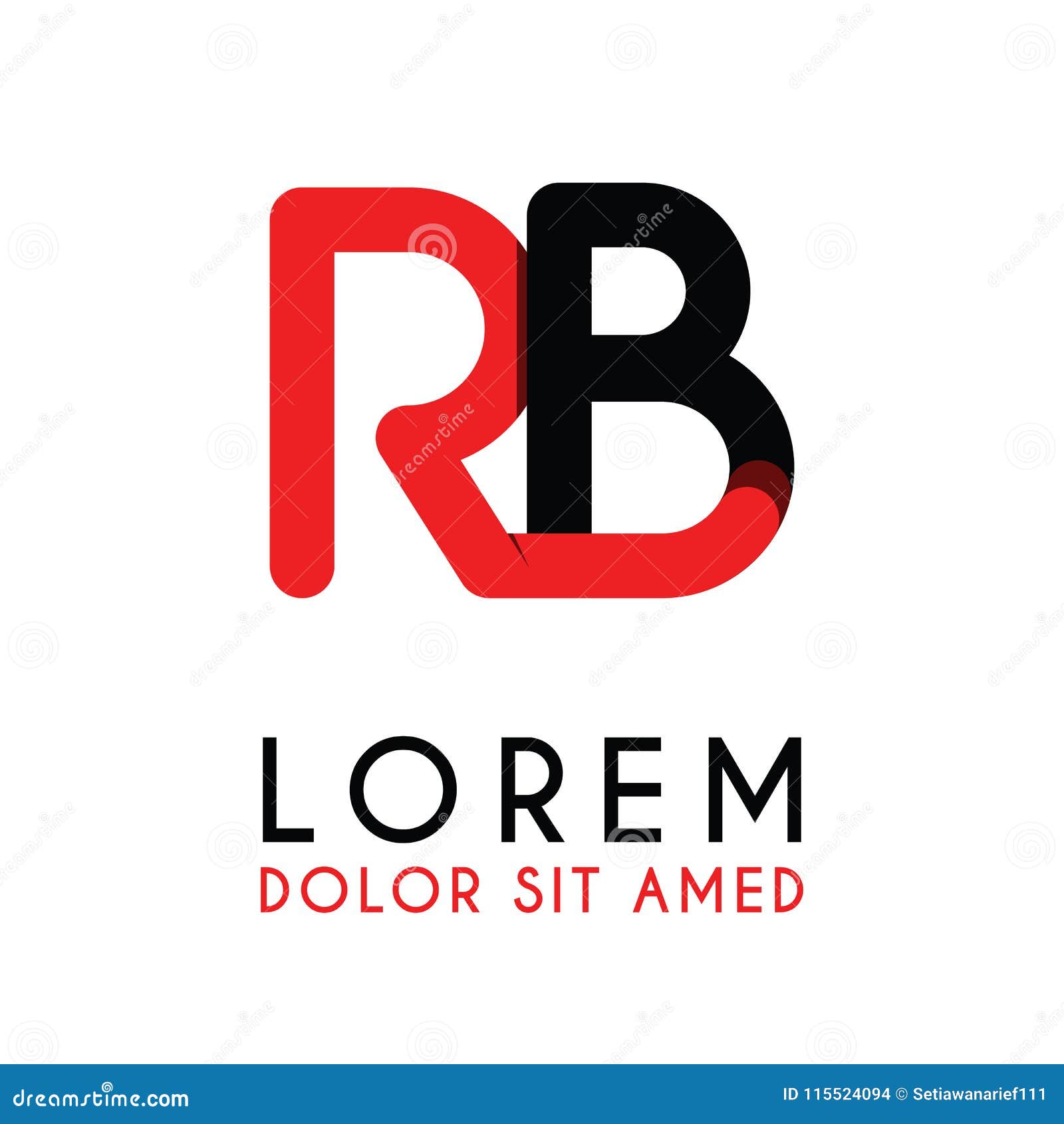 Initial Letter RB with Red Black and Has Rounded Corners Stock Vector ...