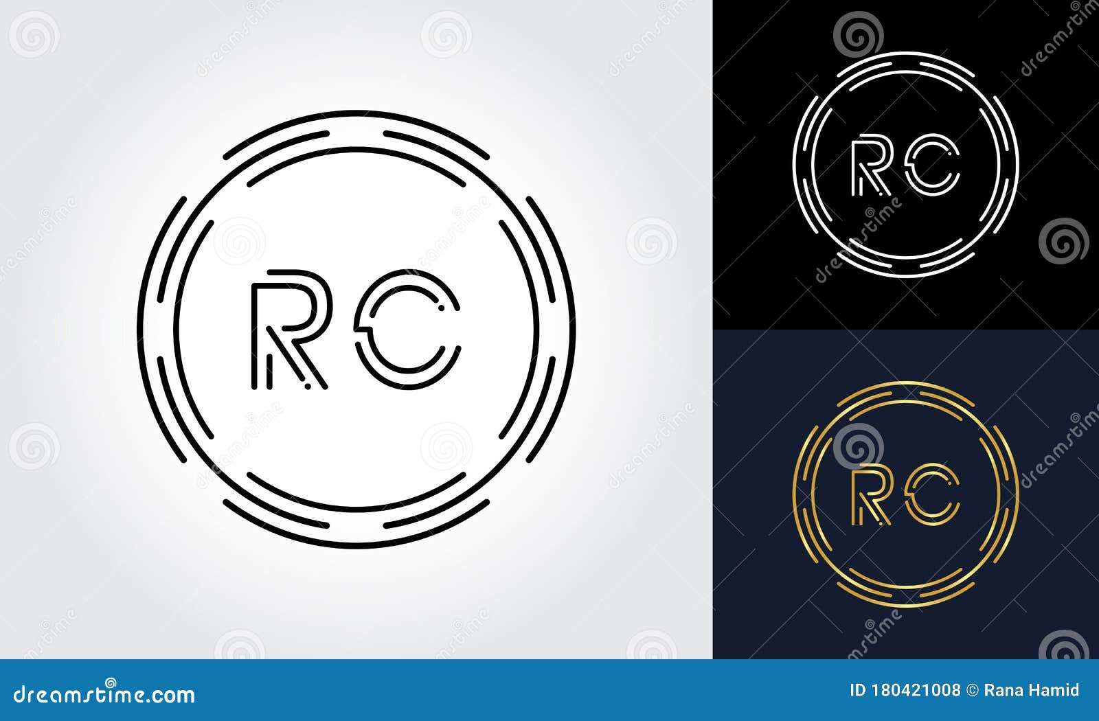 Initial Letter RC Logo Creative Typography Vector Template. Digital ...