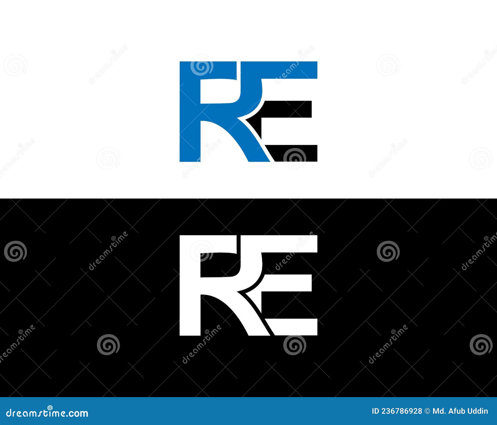 Initial Letter RE Logo Icon Design Template Elements Stock Vector ...