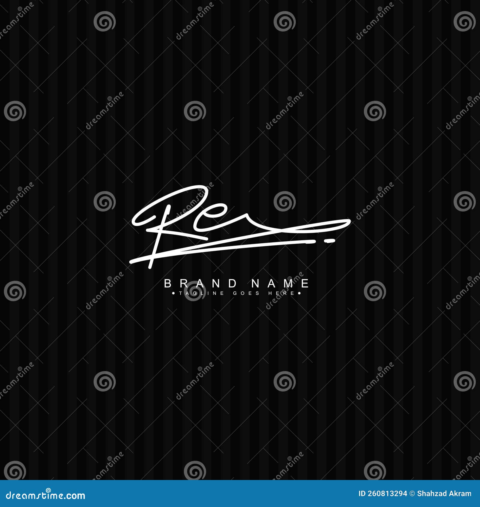 Initial Letter RE Vector Logo Template in Handwritten Signature Style ...