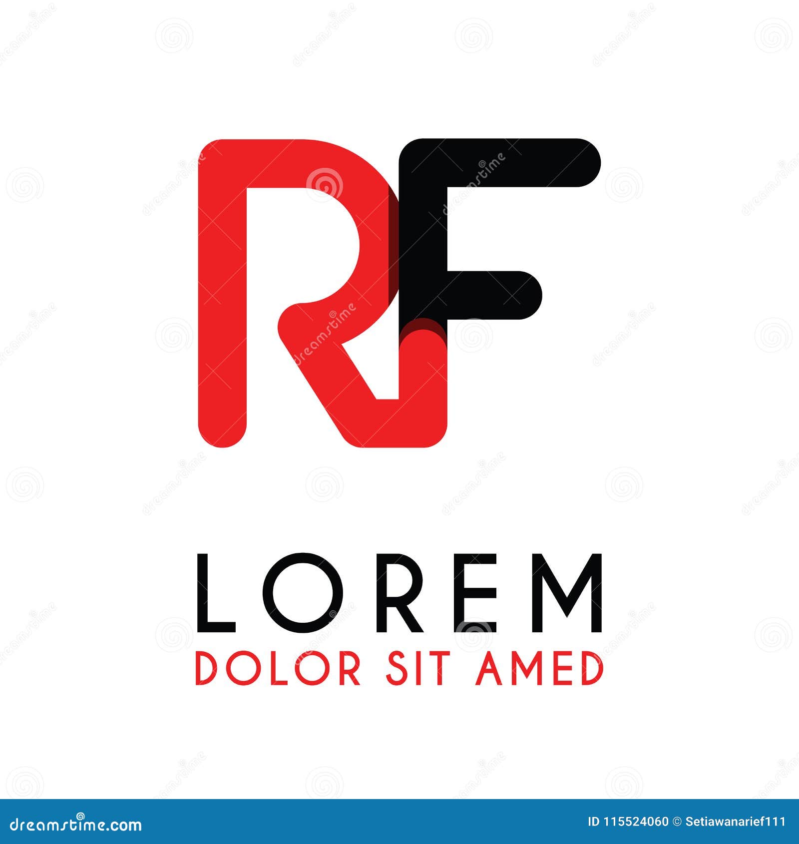 Initial Letter RF with Red Black and Has Rounded Corners Stock Vector ...