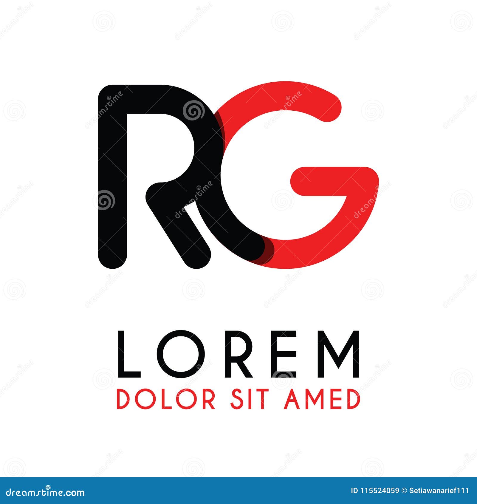 Initial Letter RG with Red Black and Has Rounded Corners Stock Vector ...