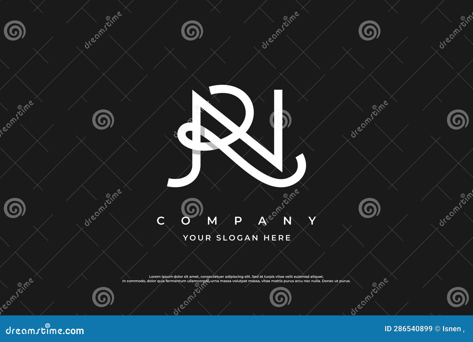 Initial Letter RN or NR Monogram Logo Design Stock Vector ...