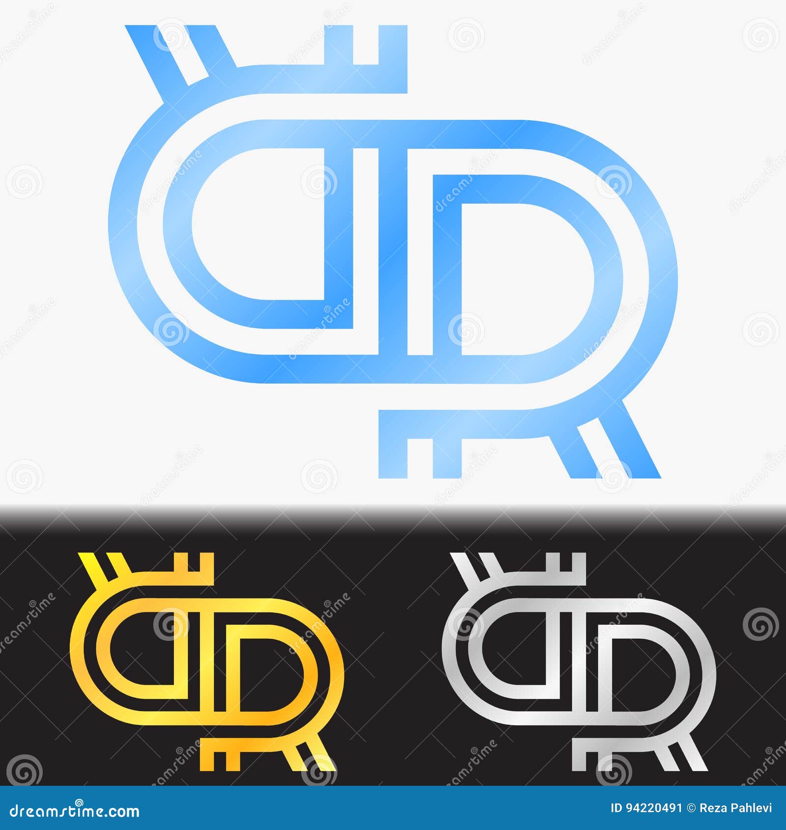 Initial Letter RR Premium Blue Metallic Rotated Lowercase Logo Template ...