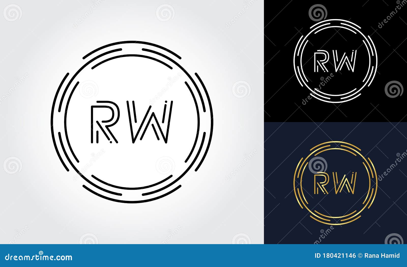 Initial Letter RW Logo Creative Typography Vector Template. Digital ...