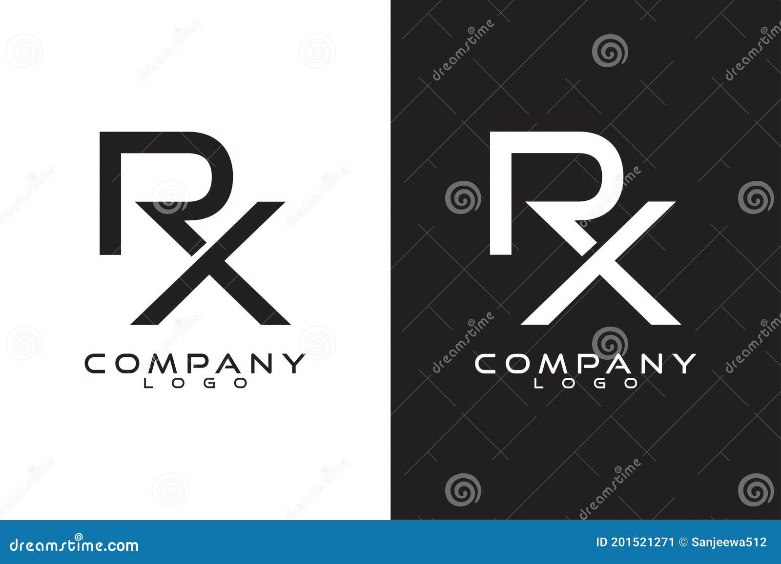 Initial Letter RX, XR Logo Template Vector Design with Black and White ...