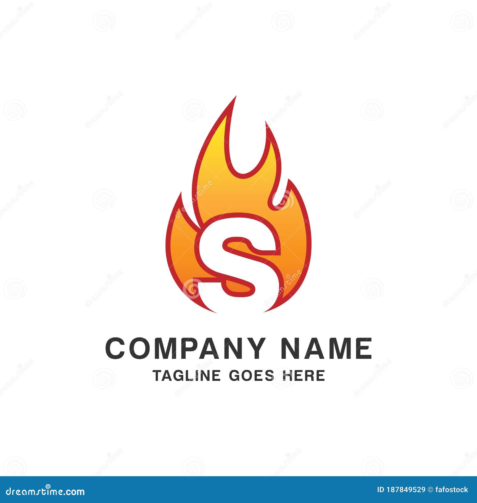 Initial Letter S with Flame Fire Logo Design Template Stock Vector ...